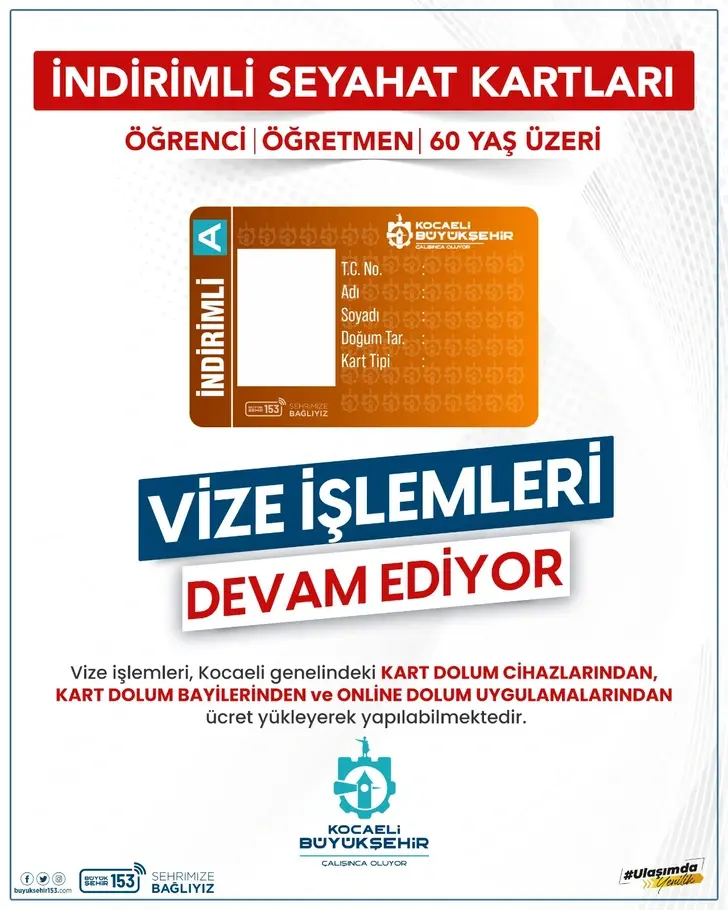 İndirimli Kocaelikart Vize İşlemlerinde Son Tarih 1 Ocak 2026: Öğrenci ...